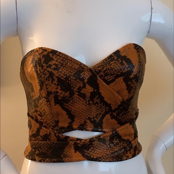Urban Outfitters | Tops | Texture Snake Print Strapless Wrap Top | Poshmark